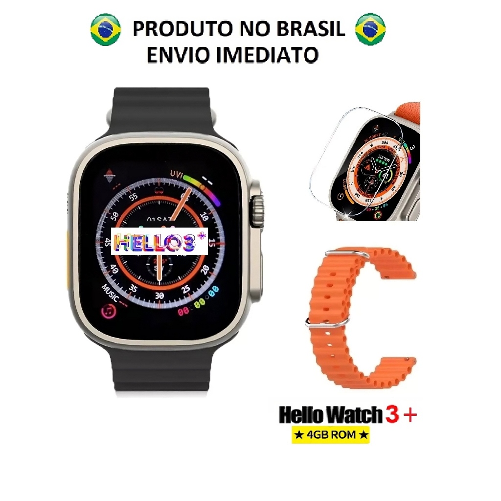 Relogio Smartwatch Hello Watch 3+ Plus Ultra Tela Amoled 4gb Pulseira ...