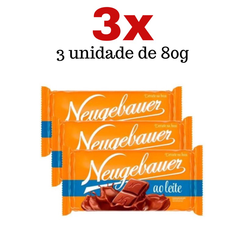Kit com 3 Chocolate Barato e Atacado -Chocolate Ao Leite Neugebauer 80g kit chocolate barra ...