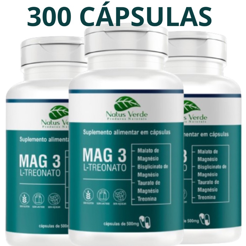 Magnésio L-Treonato Treonina 300 Cápsulas | Shopee Brasil
