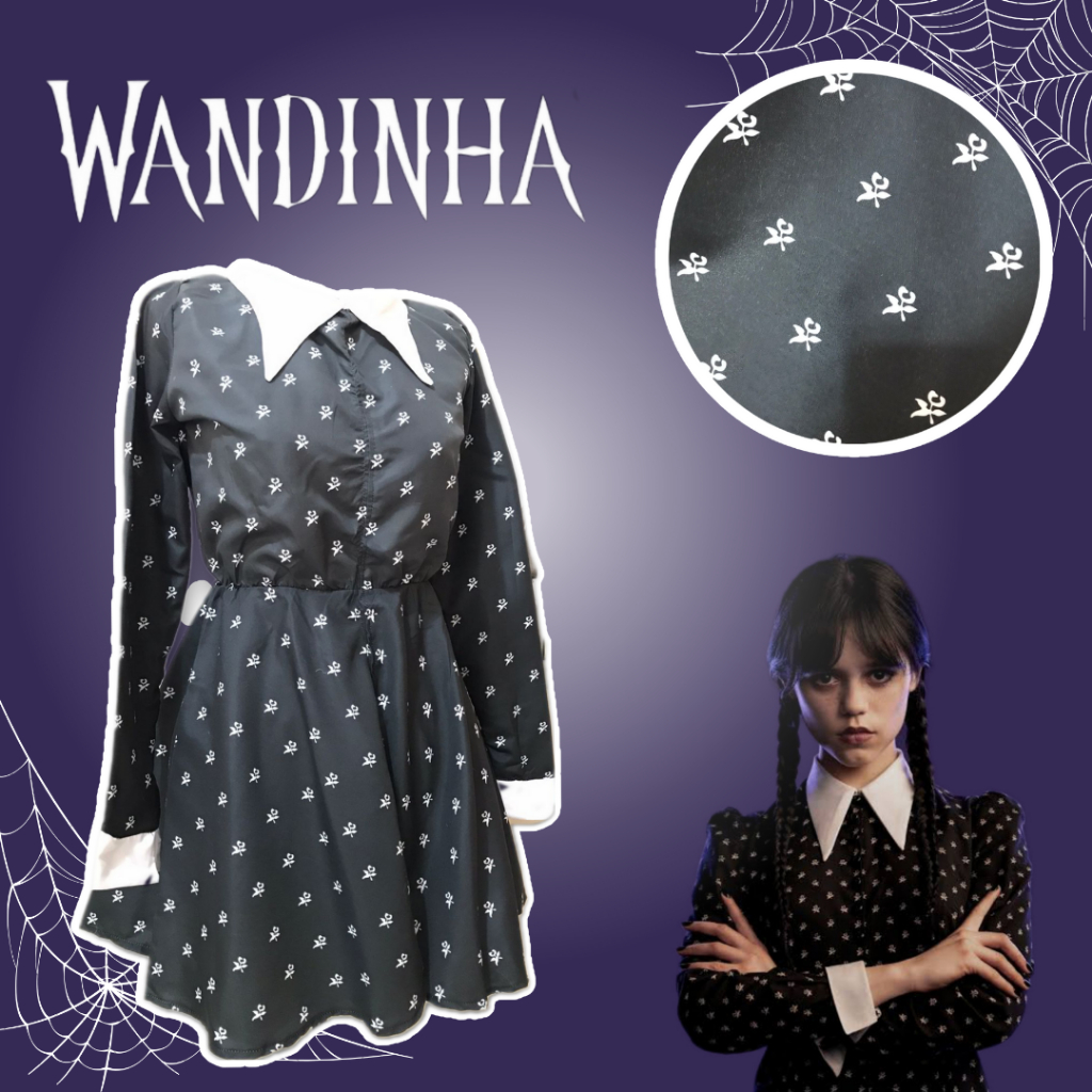 Vestido wandinha vandinha fantasia wandinha vandinha infantil e adulto ...