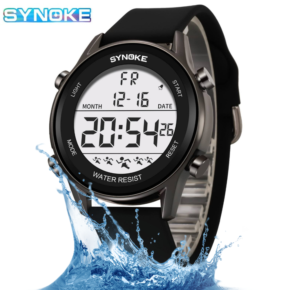 Relógio a prova d água masculino SYNOKE Didital, Pulseira Silicone, impermeável multifuncional ...