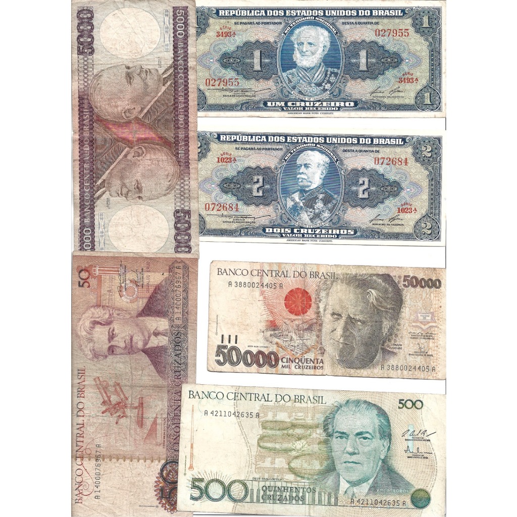 Cédula Do Brasil Lote C 15 Cédulas Diferentes UTG | Shopee Brasil