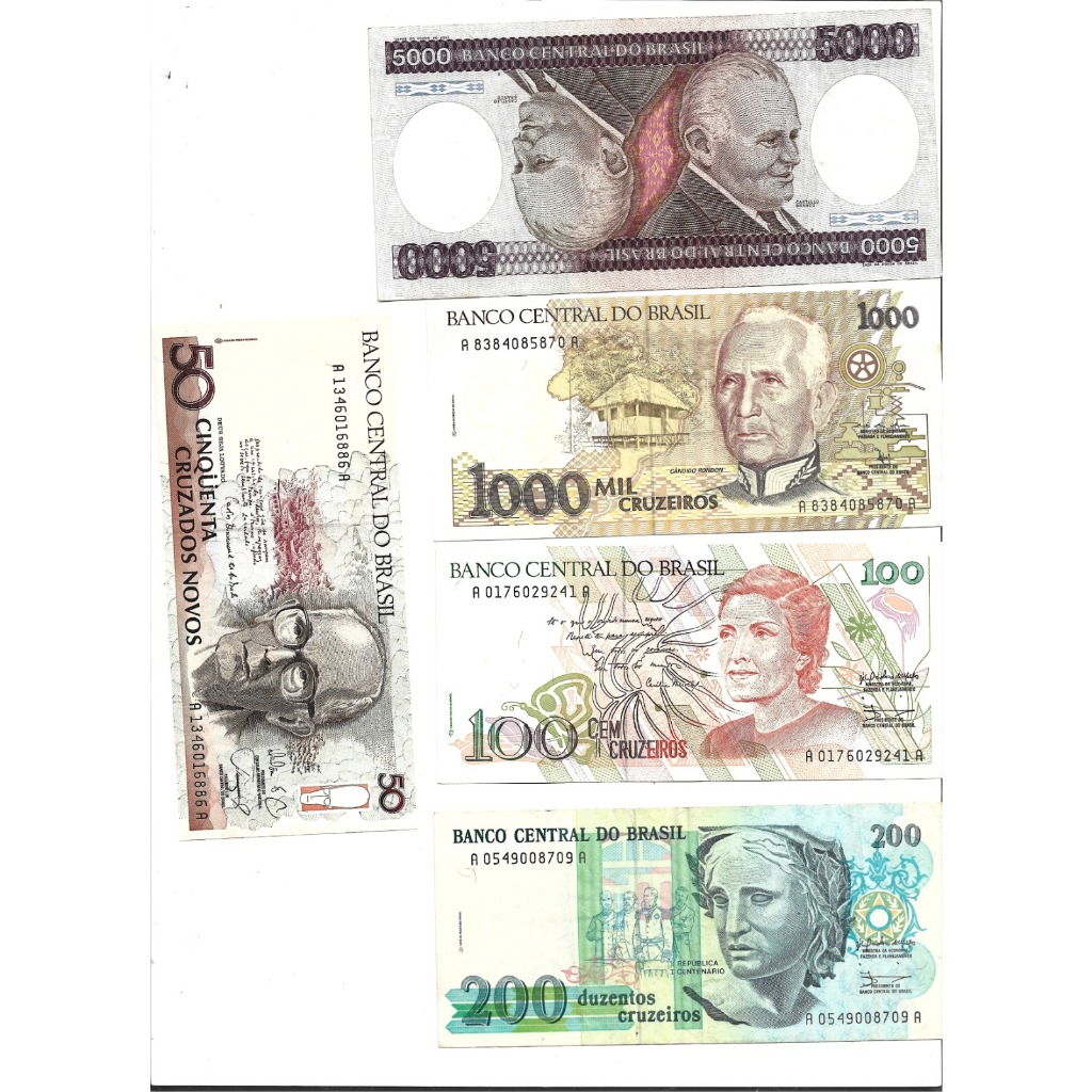 Cédula Do Brasil República Lote C 5 Cédulas | Shopee Brasil