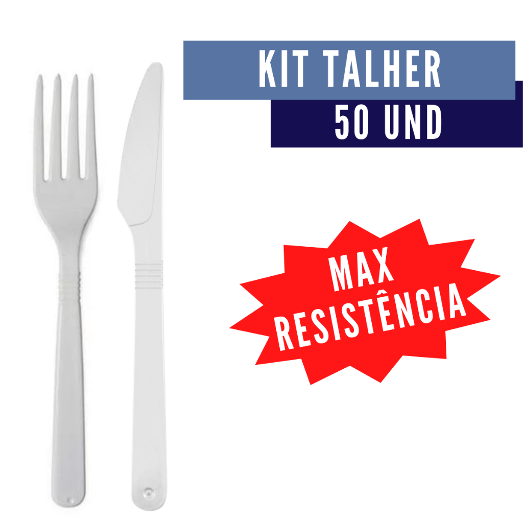Kit Talher Garfo Faca Max Resistente Para Festa Churrasco Delivery C/50 ...