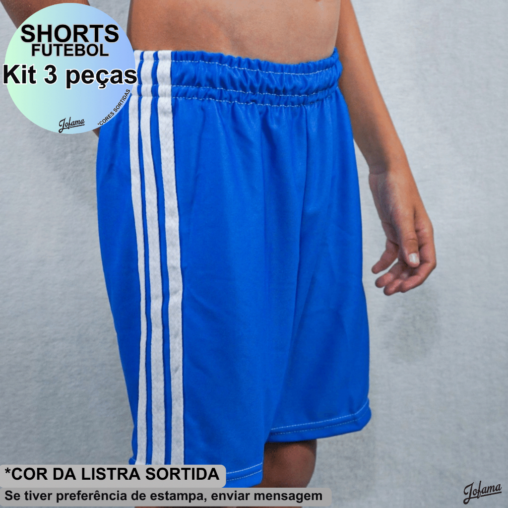 Shorts Futebol/Esporte - KIT 3 PEÇAS - Infantil | Shopee Brasil