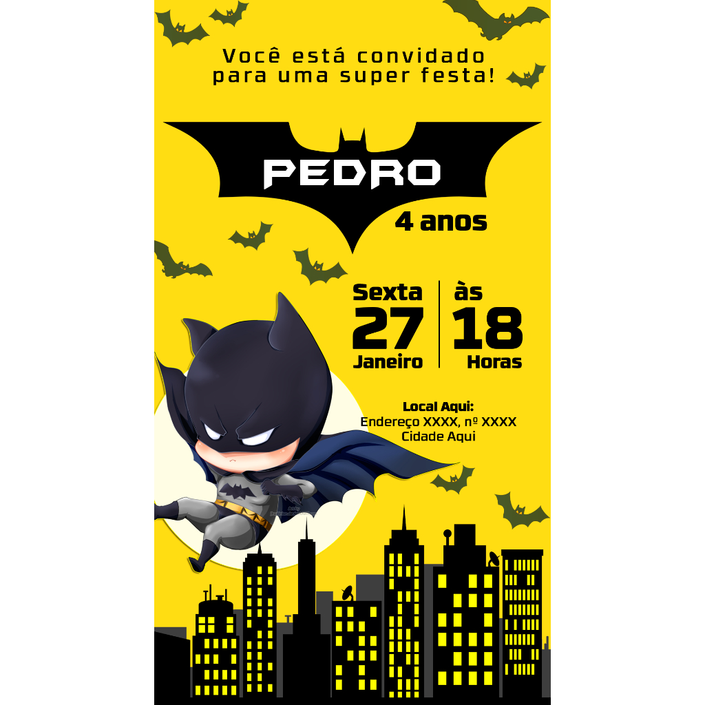 KIT Convite de Aniversário IMPRESSO Batman | Shopee Brasil