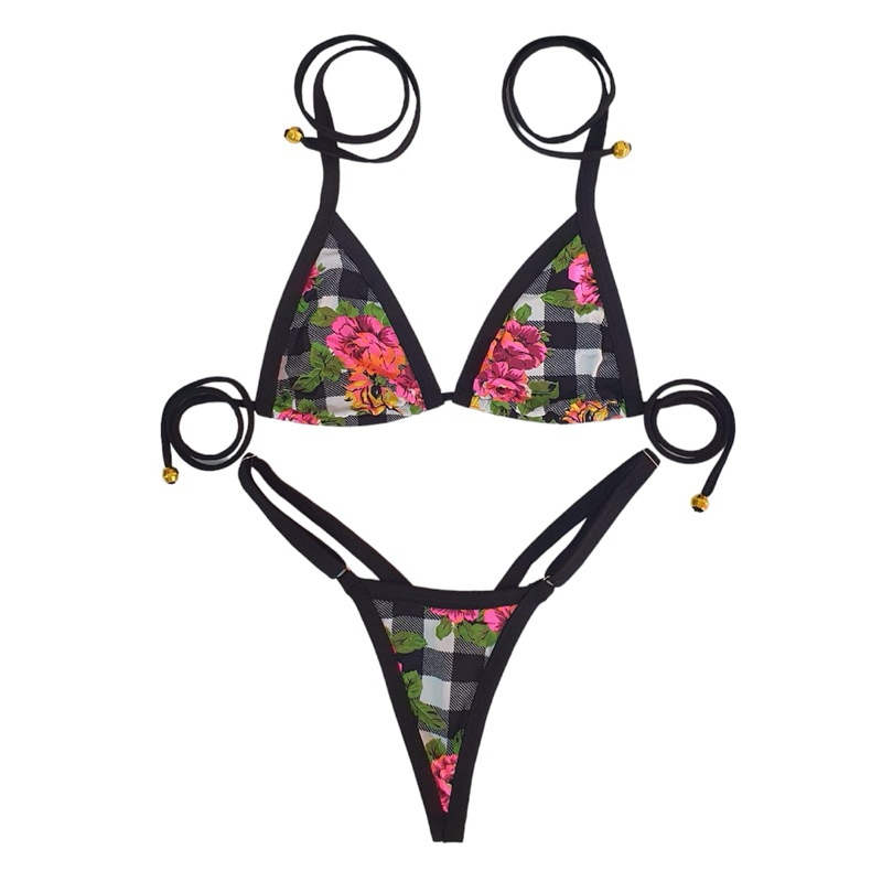 Micro biquíni sem forro v-string moda praia Tina Kari | Shopee Brasil