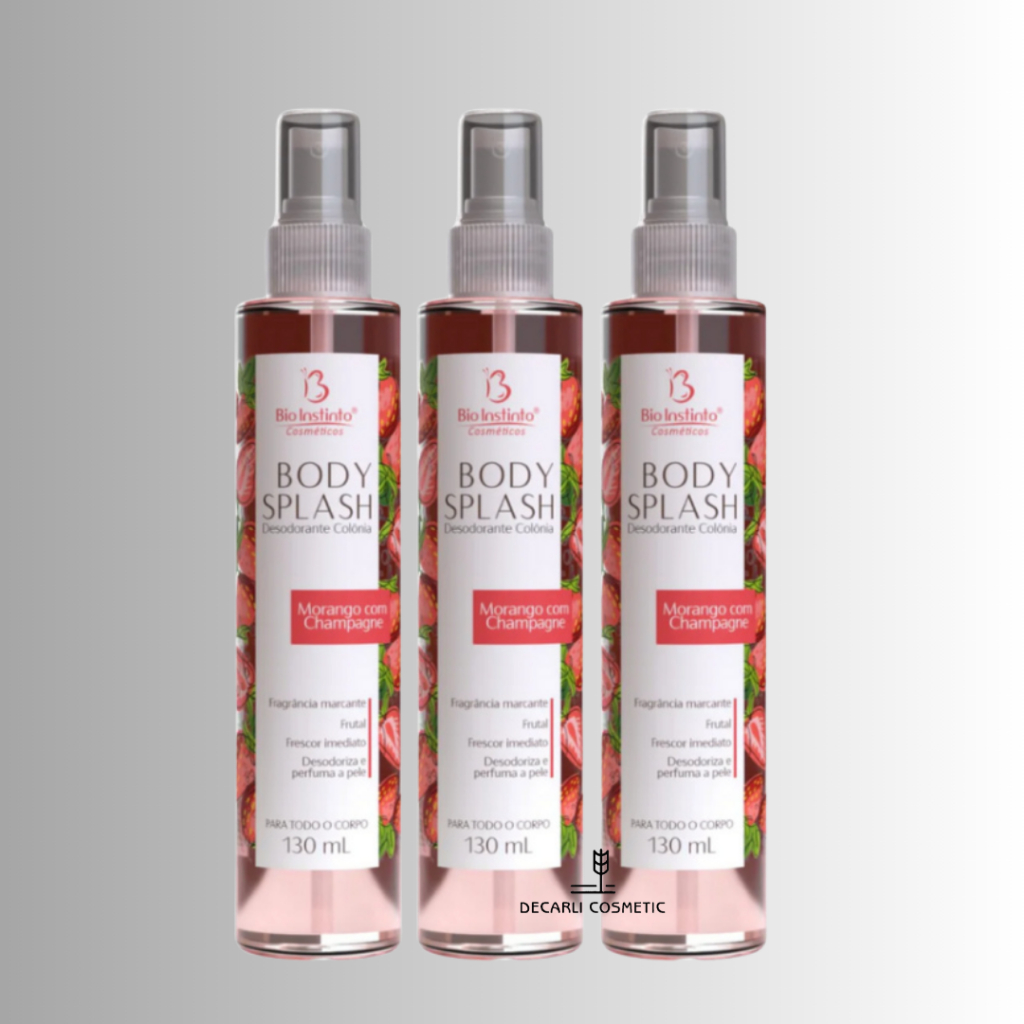 3 UN Body Splash Morango com Champagne 130ml - Bio Instinto(Perfume ...