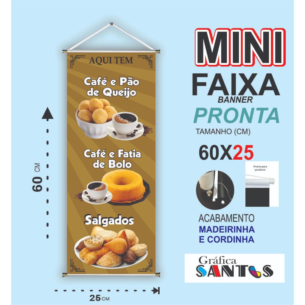 Faixa de banner pronto, tema: (cafe/bolo/pao de queijo) FA-42B (obs ...