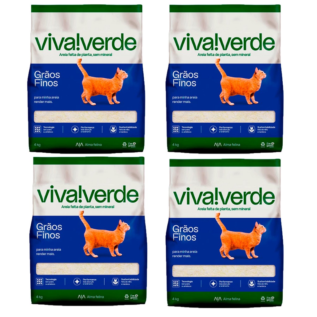 Kit 4 Areia Higiênica Biodegradável Limpeza Plena Viva Verde 4 kg | Shopee Brasil
