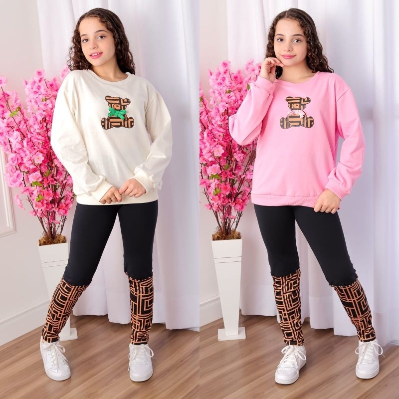 Conjunto Moletom Infantil Menina (4 ao 14) Estilo e Comforto | Shopee ...