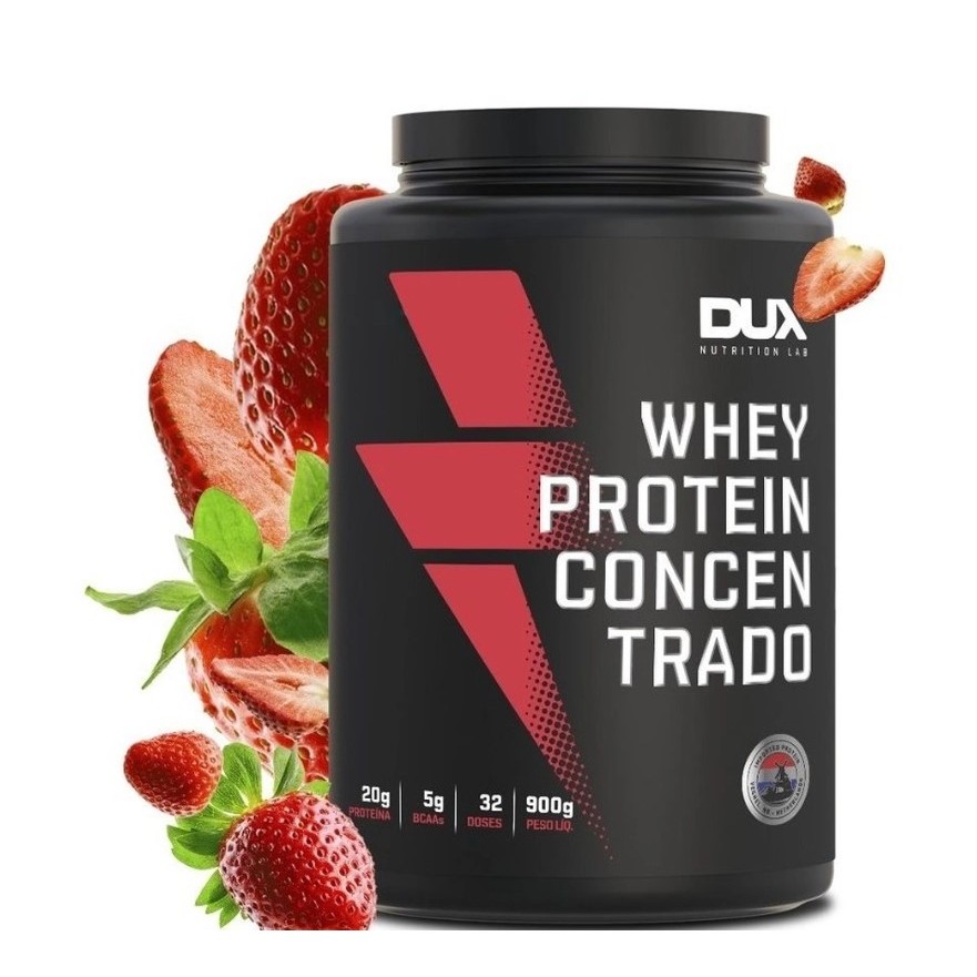Whey Protein Dux Nutrition Concentrado - Pote 900g - SABOR MORANGO ...