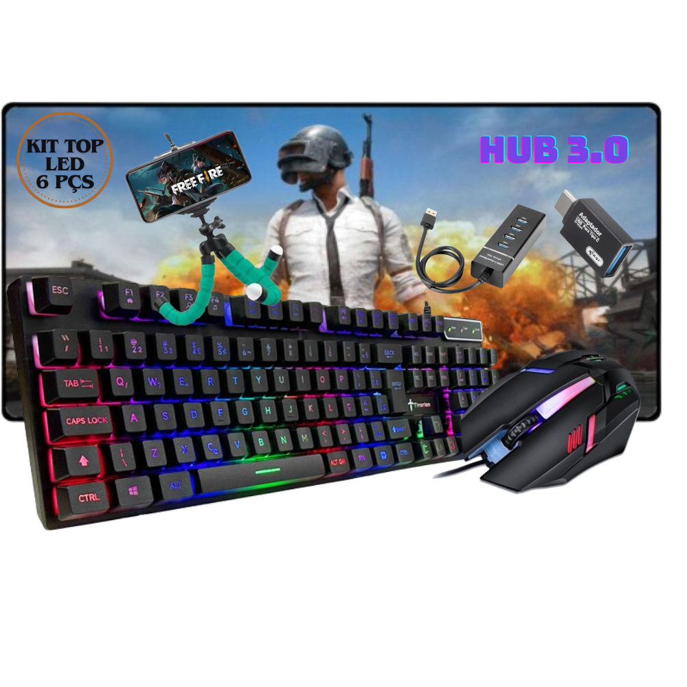 Kit Mobilador Gamer Completo Para Celular Com Teclado + Mouse Óptico ...