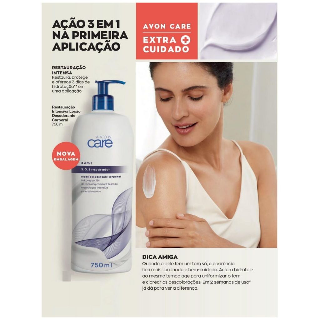 Loção Hidratante Corporal Avon Care SOS Reparador 3 Em 1 - 750 ML ...