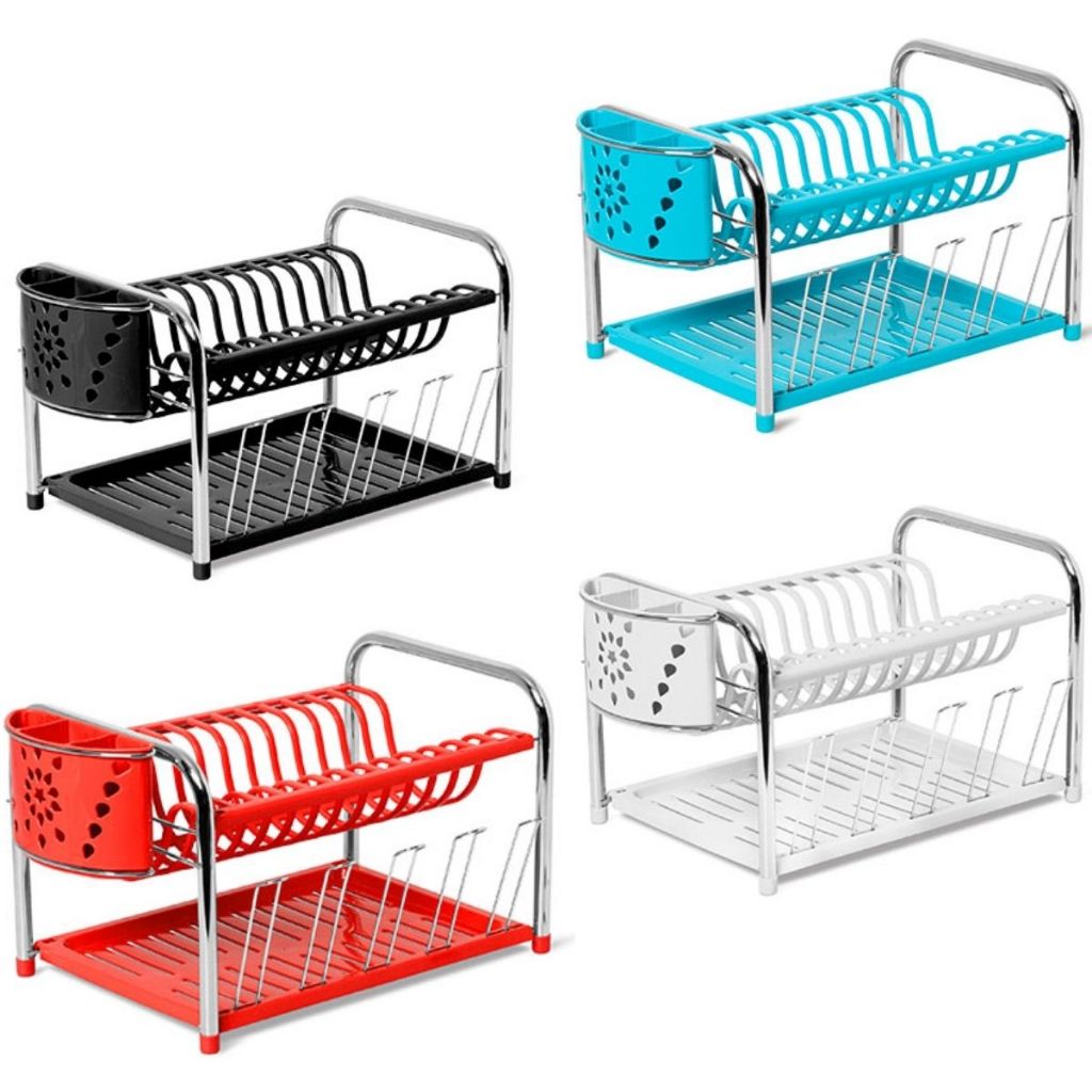 Escorredor Secador de Pratos Com Porta Copos e Talheres De Inox Duplo ...