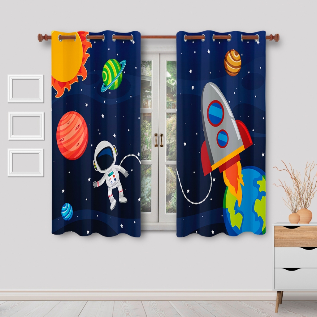 Cortina Infantil Astro Decoração Para Quarto Menino ou Kit Com Trio ...