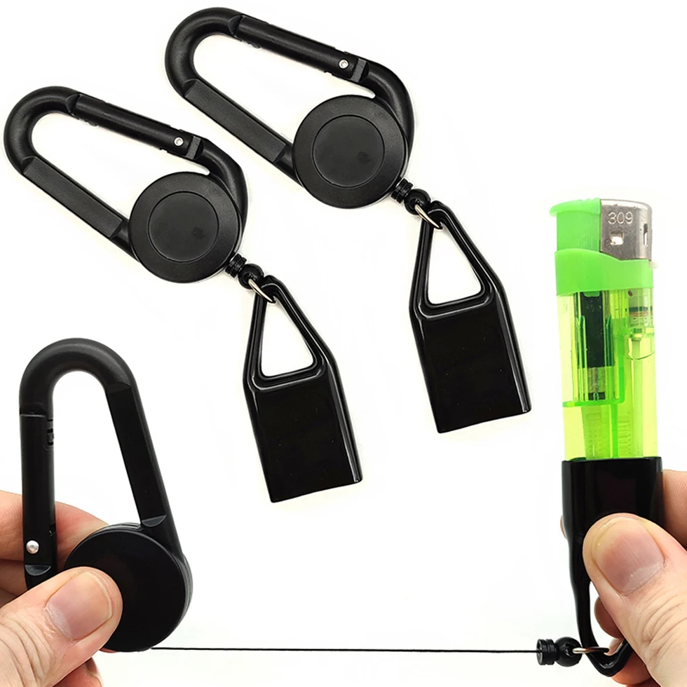Chaveiro mosquetão Porta Isqueiro Retrátil Anti Rato para isqueiros Bic ...