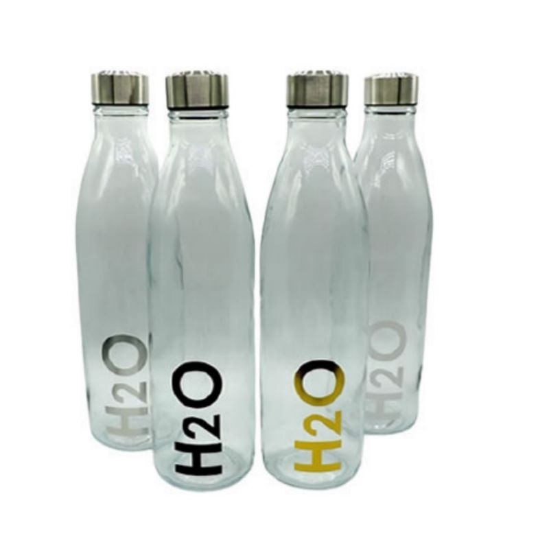 Kit 4 Garrafas De Vidro H2O 1 Litro Com Tampa | Shopee Brasil