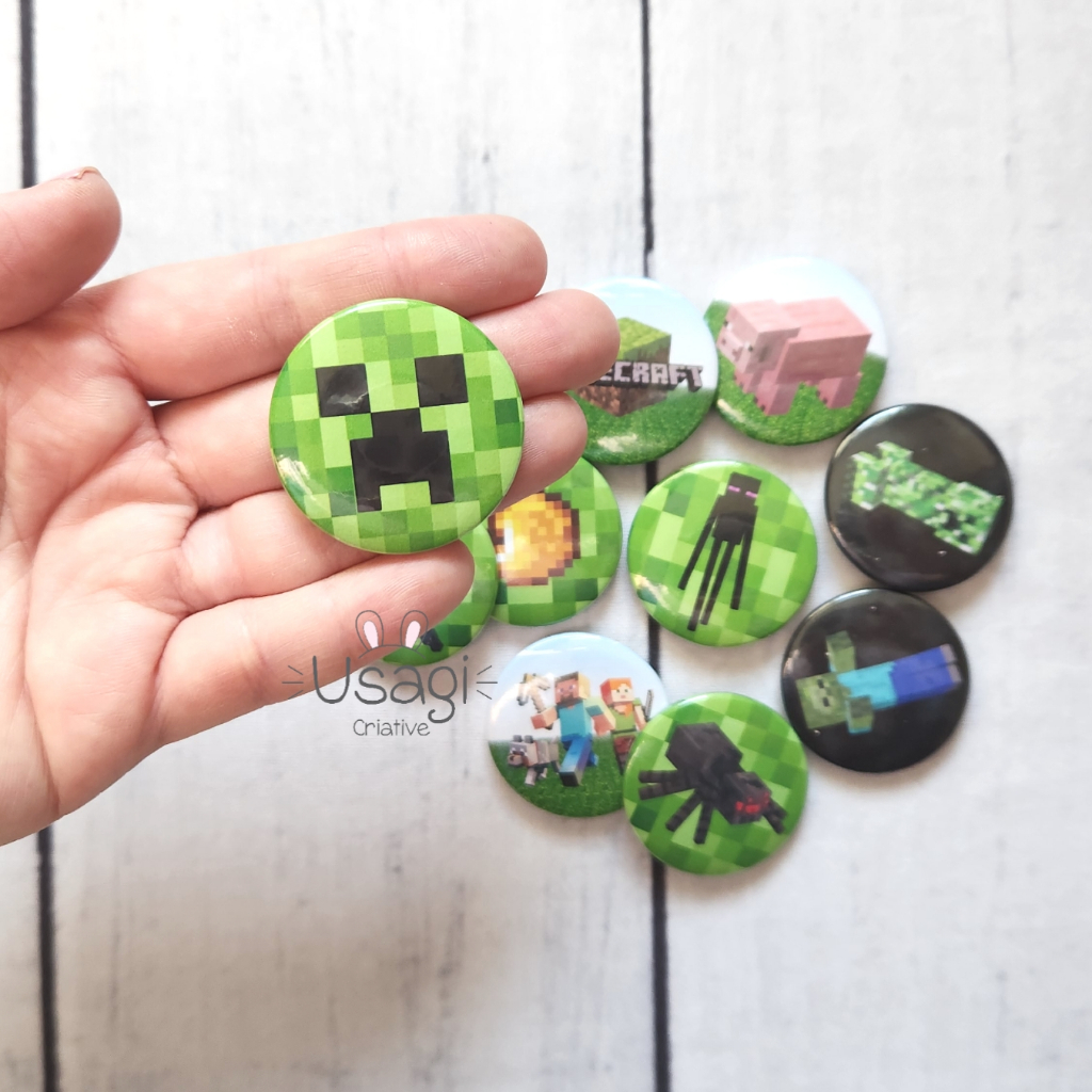 Kit 3 Bottons game gamer jogo Minecraft broche boton Alfinete Chaveiro ...