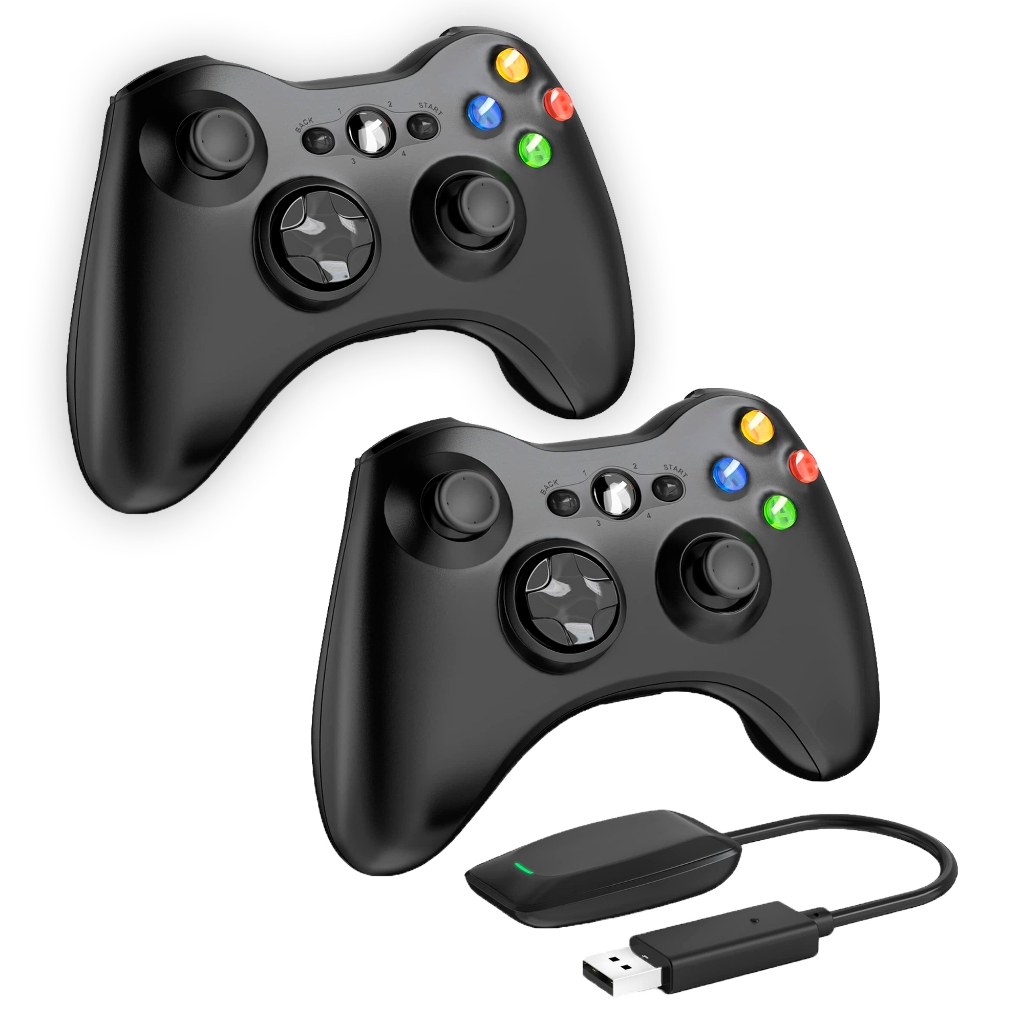 Kit 2 Manete Joystick Para Xbox 360 Sem Fio Slim Fat Preto | Shopee Brasil