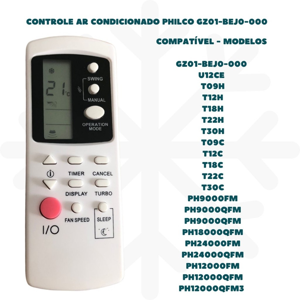 Controle Remoto Ar Condicionado Split Philco Gz01-bej0-000 Ph12000 ...