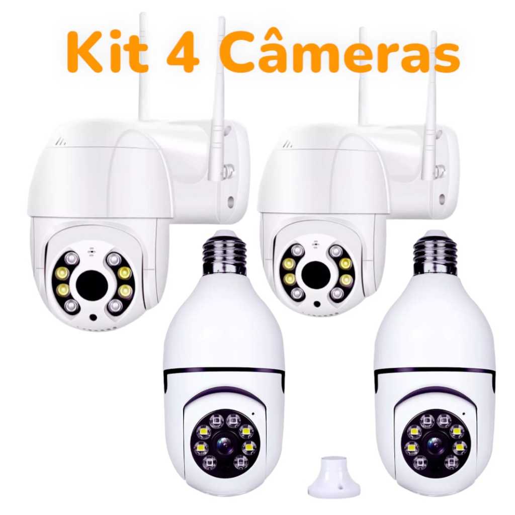 Kit 2+2 Câmeras De Segurança Ip Externa E Interna Dome 100% Prova Dágua ...