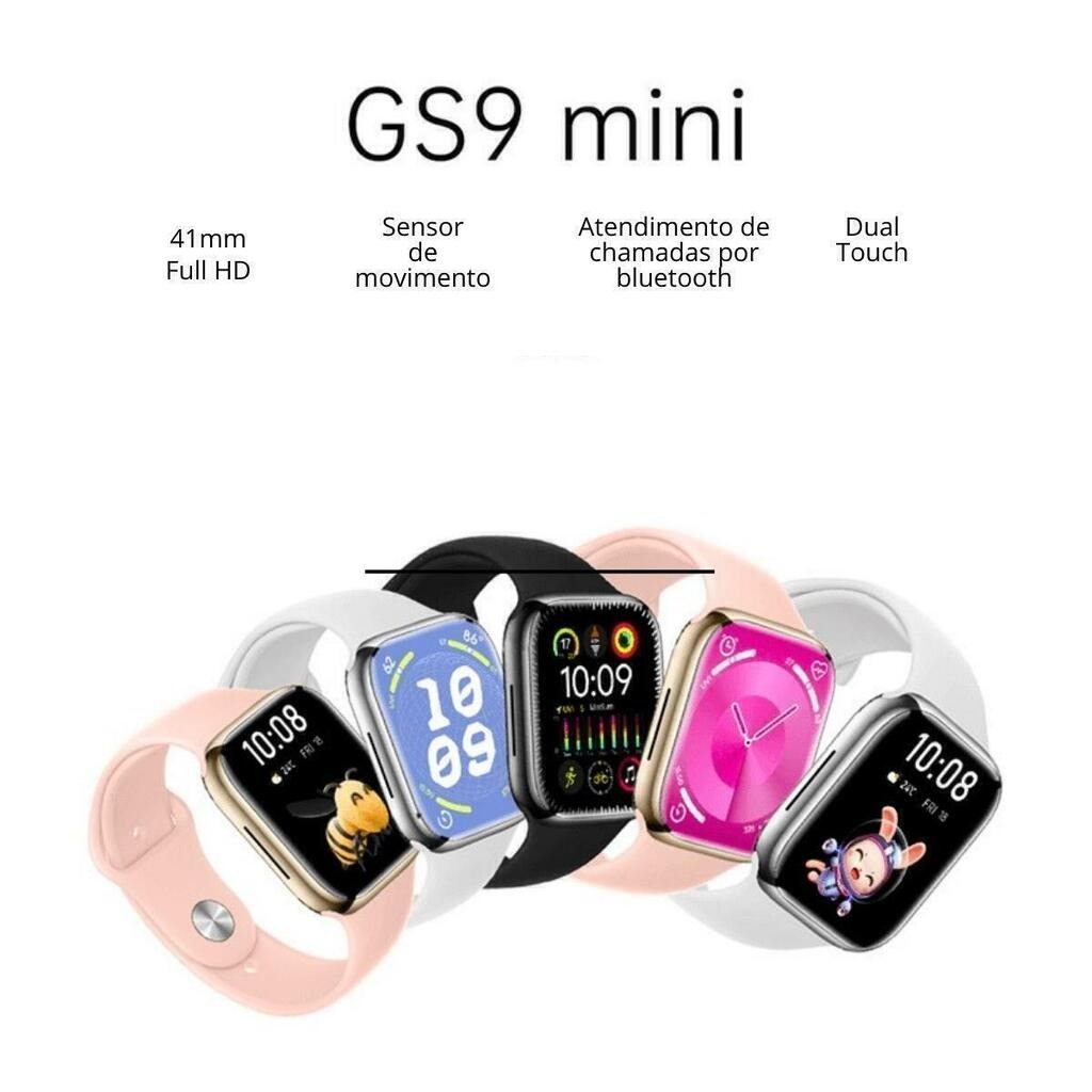 Smartwatch GS9 mini 41mm Tela Relógio Inteligente Full Hd Redes Socias ...