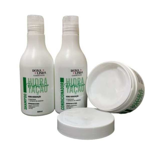 KIT HIDRATAÇÃO P CABELOS RESSECADOS DANIFICADO COM FRIZZ DONA LINDA ...