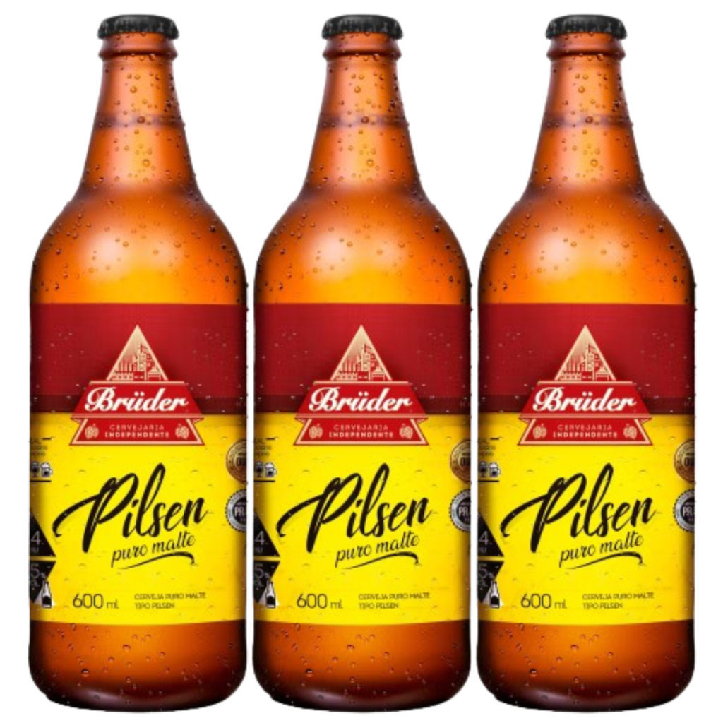 03 Cervejas Artesanais Brüder Pilsen Puro Malte 600 ml | Shopee Brasil