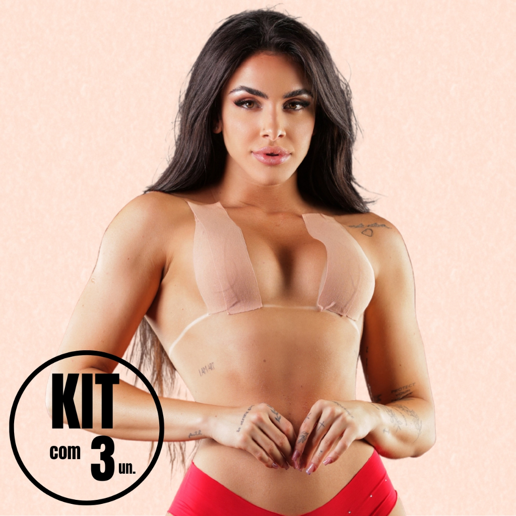 Kit Com 3 Sutiãs Adesivo Levanta Peito Boob Tape Confortável Discreto Não Marca Delicado Otima ...