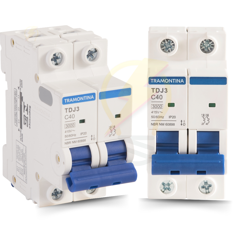 DISJUNTOR DIN BIPOLAR BIFASICO 10A, 16A, 20A, 25A, 32A, 40A, 50A OU 63A CURVA C TRAMONTINA ...