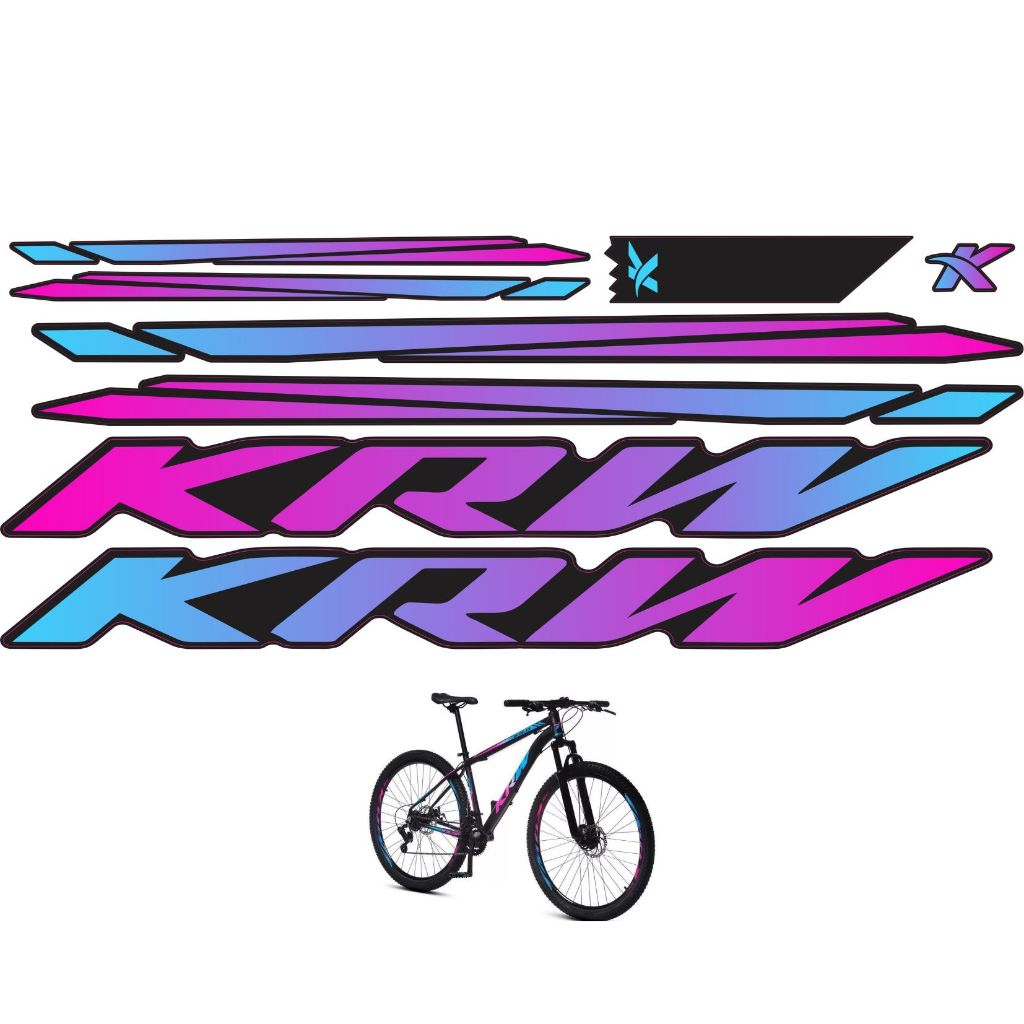 Adesivo de Quadro bicicleta Completo KRW mountain bike 8 pçs | Shopee ...