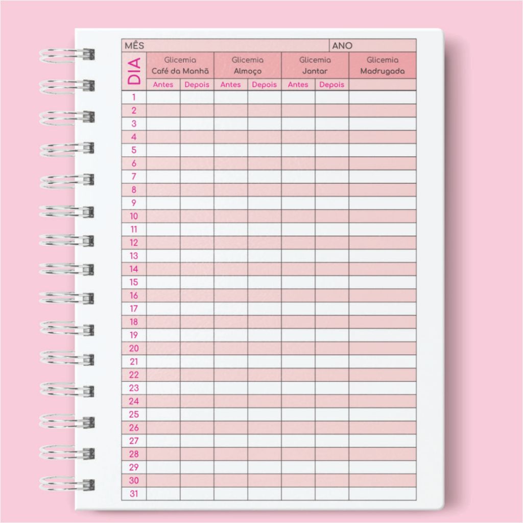 Caderno Controle Minha Glicemia, Caderno para Controle Glicêmico ...