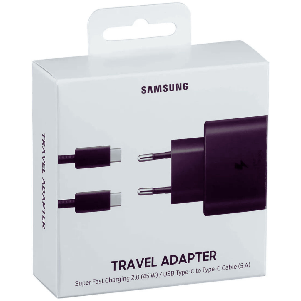 Carregador Samsung turbo Super Fast Charging 45W (Cabo USB-C) Preto/Branco | Shopee Brasil