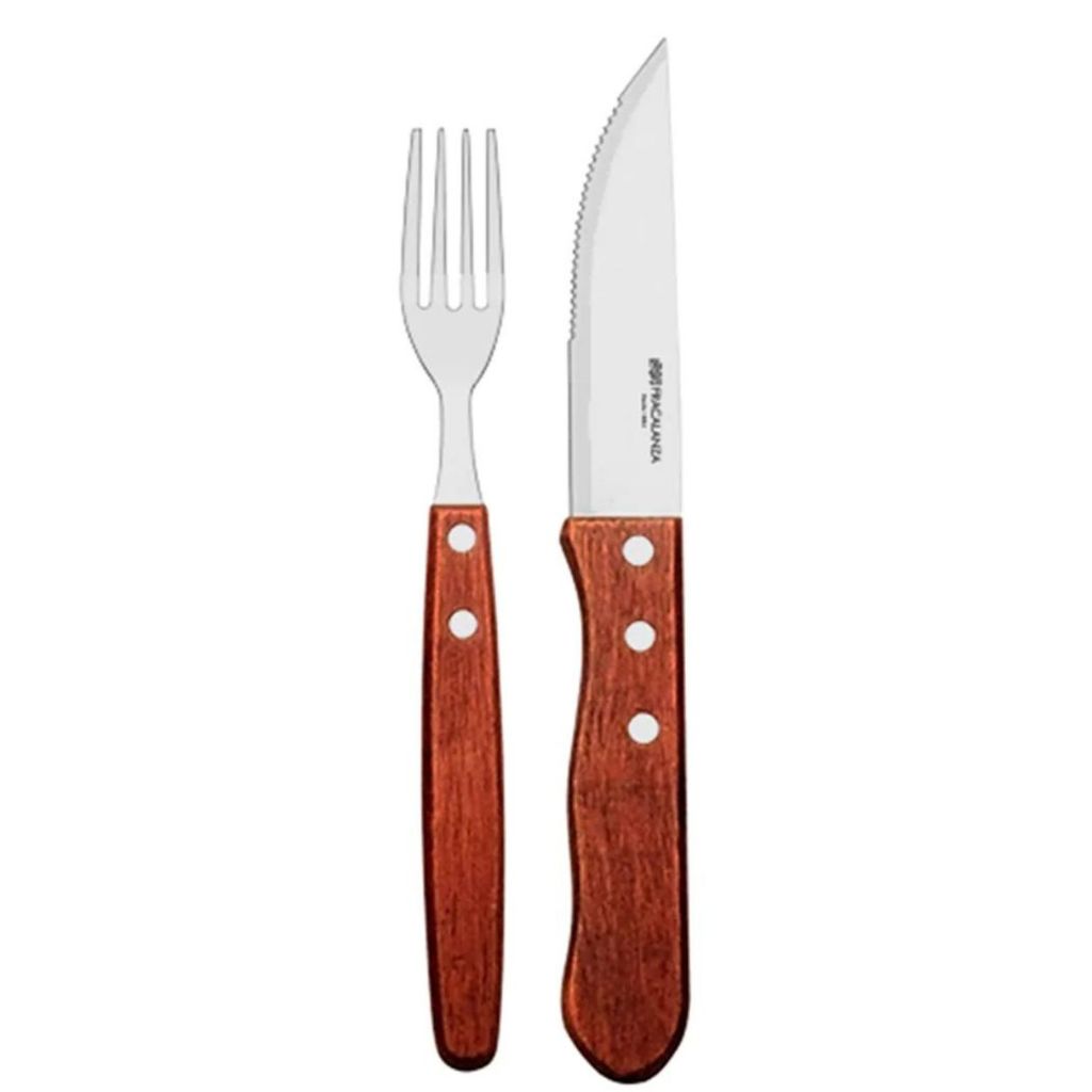 Talher para Churrasco em Aço Inox Cabo Madeira Jumbo - Dynasty | Shopee ...
