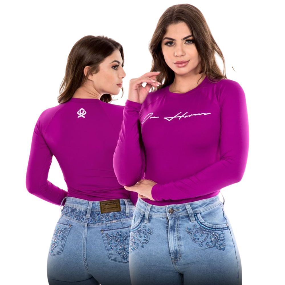 Camiseta Térmica Proteção UV Feminina Roxa Ox Horns Original Country ...