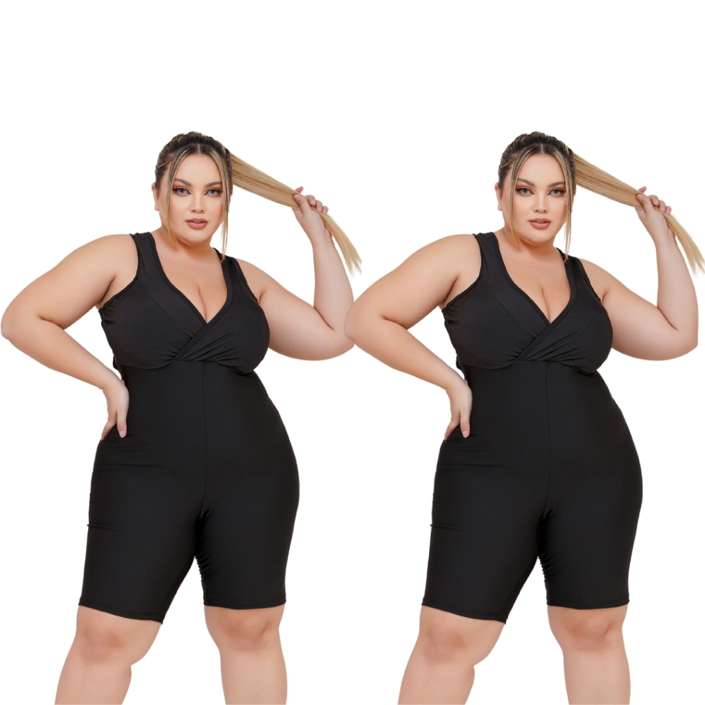 KIT 2 PLUS SIZE Macaquinho Macacão Fitness Academia EXCELENTE QUALIDADE (COM BOJO REMOVIVEL ...