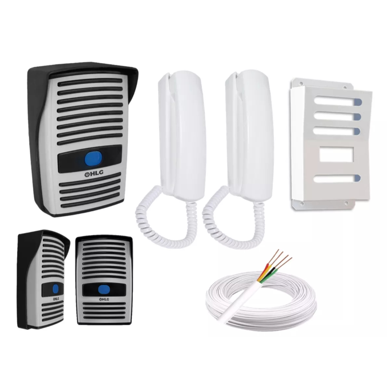 Kit Porteiro Eletronico c/ 2 Monofones + Capa anti Vandalismo+ 50 ...