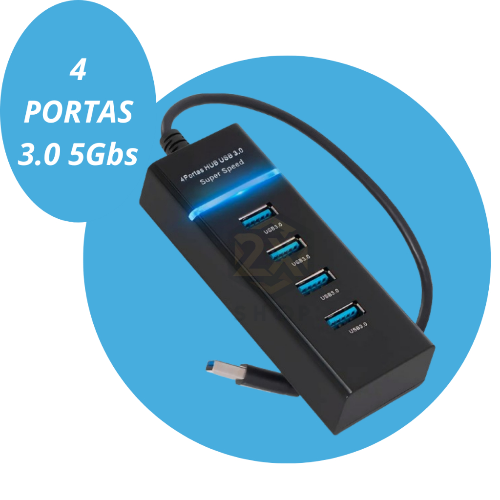 Hub Usb 3.0 High Speed 4 Portas Extensor Pen Drive | Shopee Brasil