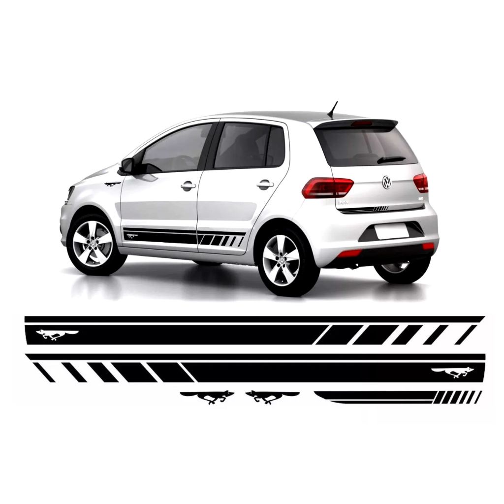 Faixa 5 Adesivos Vw Fox Sport Kit Acessório Carro Personalizado Preto ...