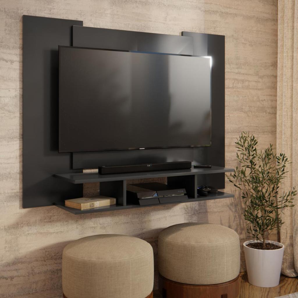 painel de tv para sala com prateleira painel para tv 50 polegadas com ...