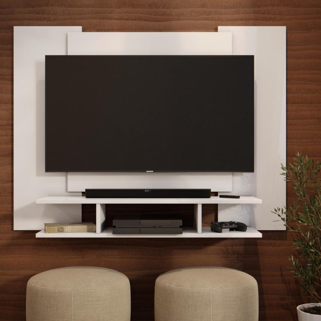 painel de tv para sala com prateleira painel para tv 50 polegadas com ...