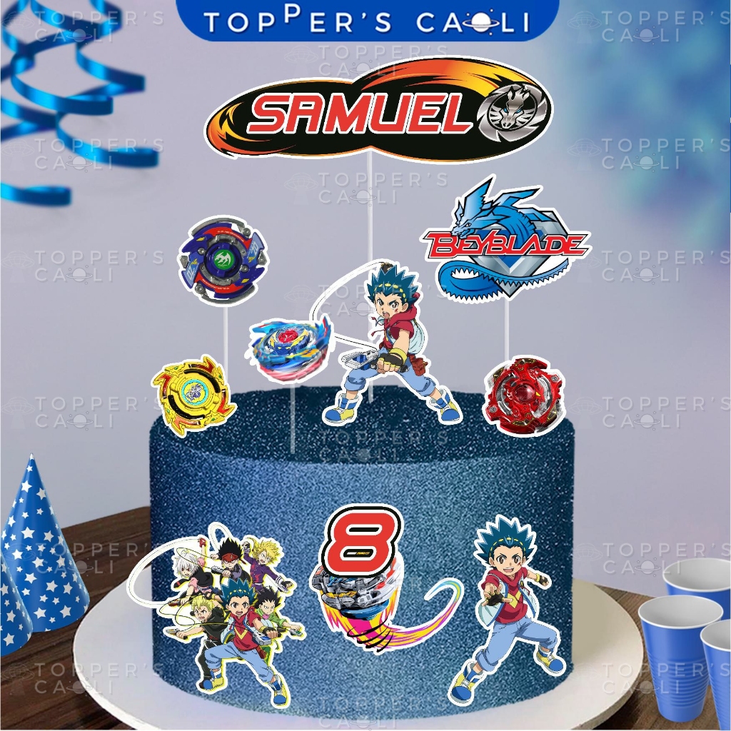Topo de Bolo Beyblade (Topper) Decoração Festa | Shopee Brasil