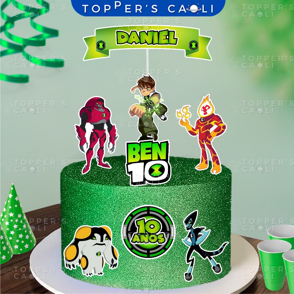 Topo de Bolo Ben 10 (Topper Personalizado) Decoração Festa | Shopee Brasil
