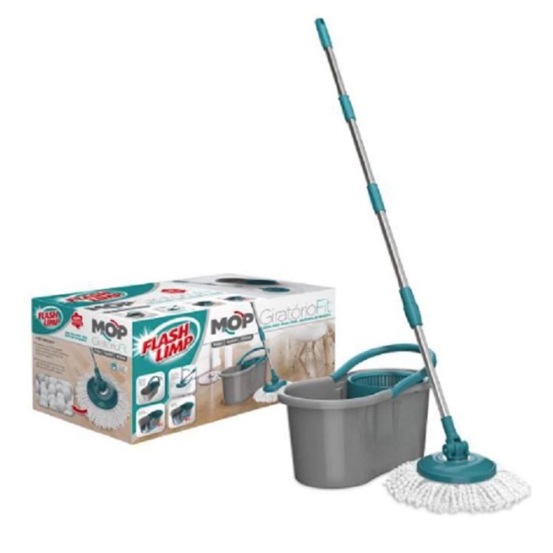 Esfregão Mop Giratório Fit Flash Limp Spin nobre Esfregão com Balde 8L ...