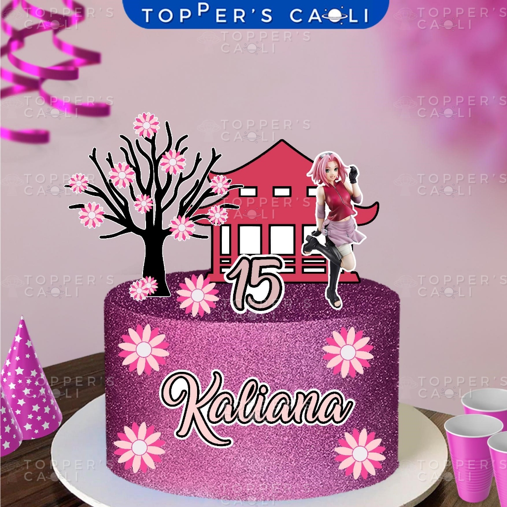 Topo de Bolo Sakura Naruto (Topper Personalizado) Decoração Festa ...