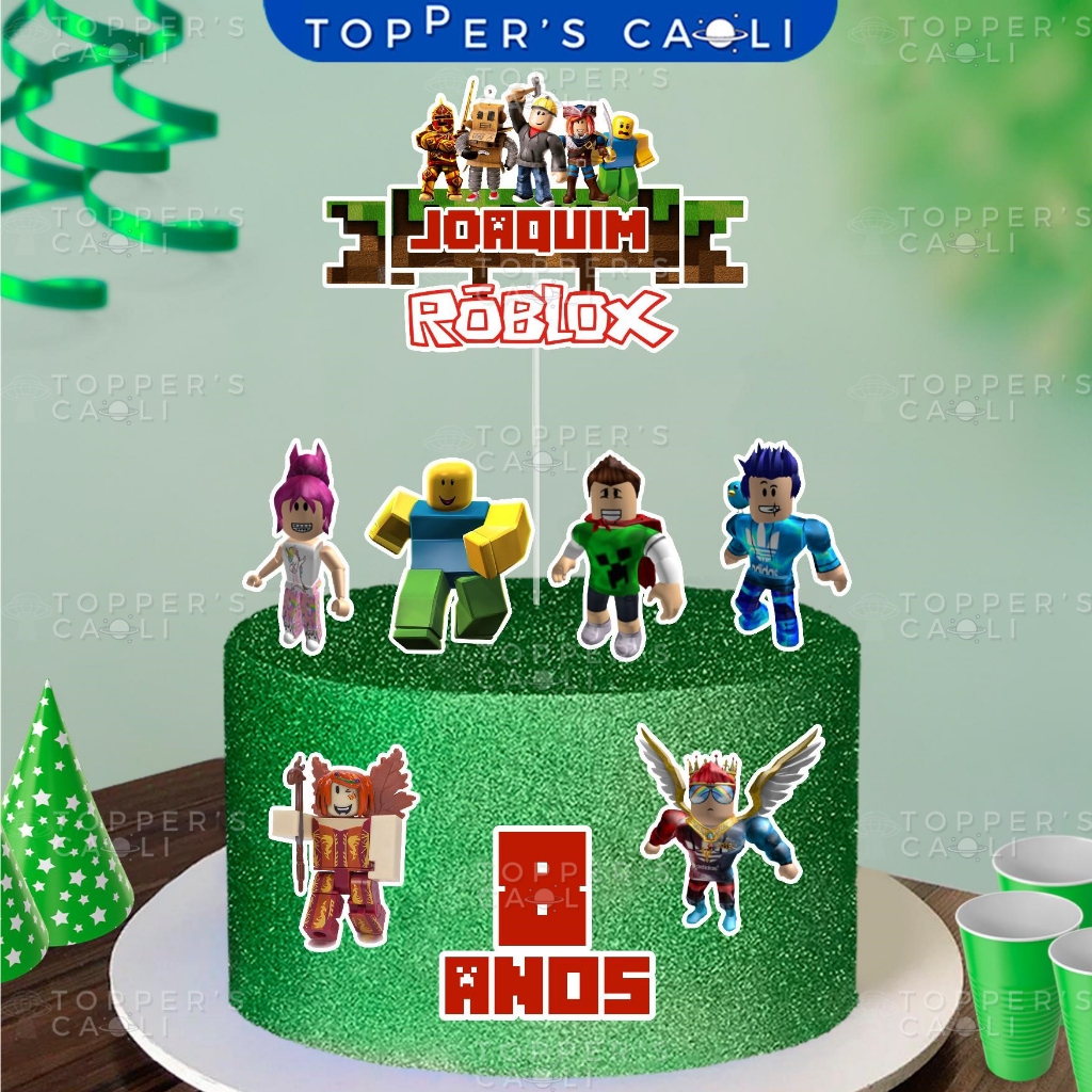 Topo de Bolo Roblox (Topper Personalizado) Decoração Festa | Shopee Brasil