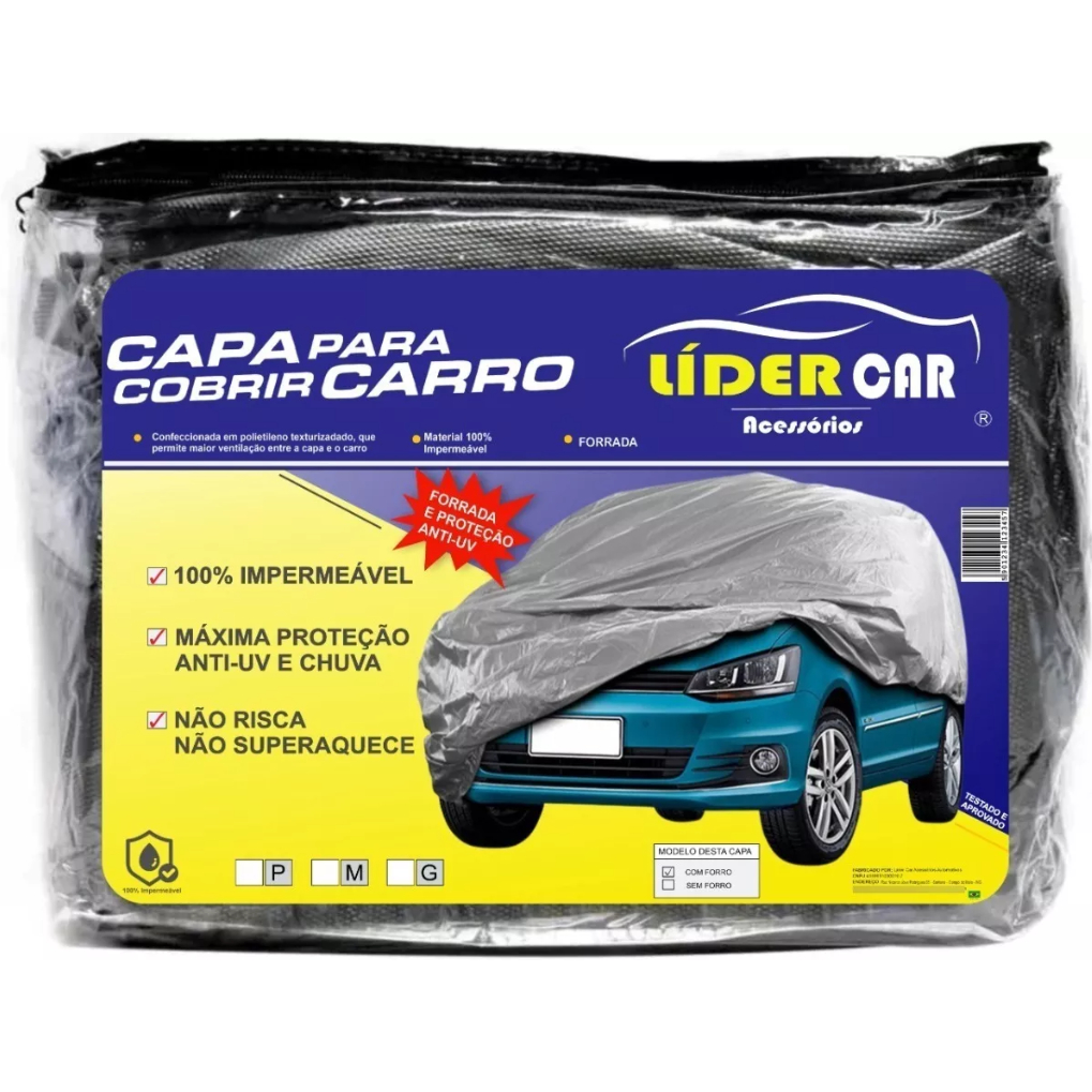 Capa de cobrir carros Lider Car forrada texturizada impermeavel tamaho ...