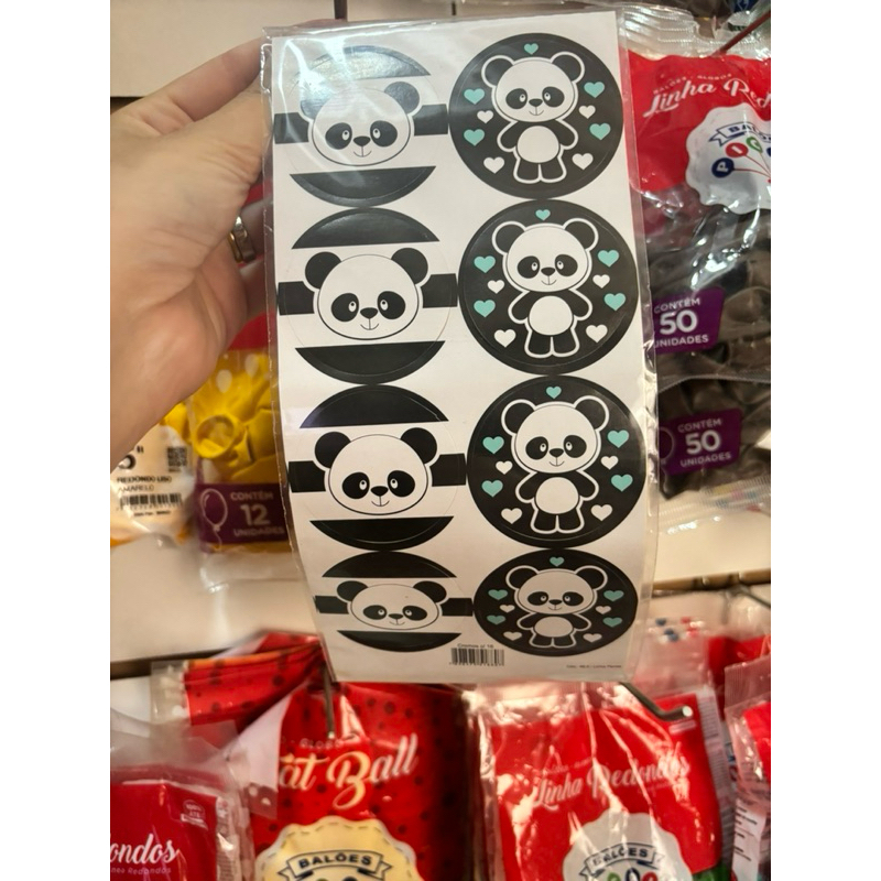 Adesivo redondo Festa Panda - Kit com 16 unidades | Shopee Brasil