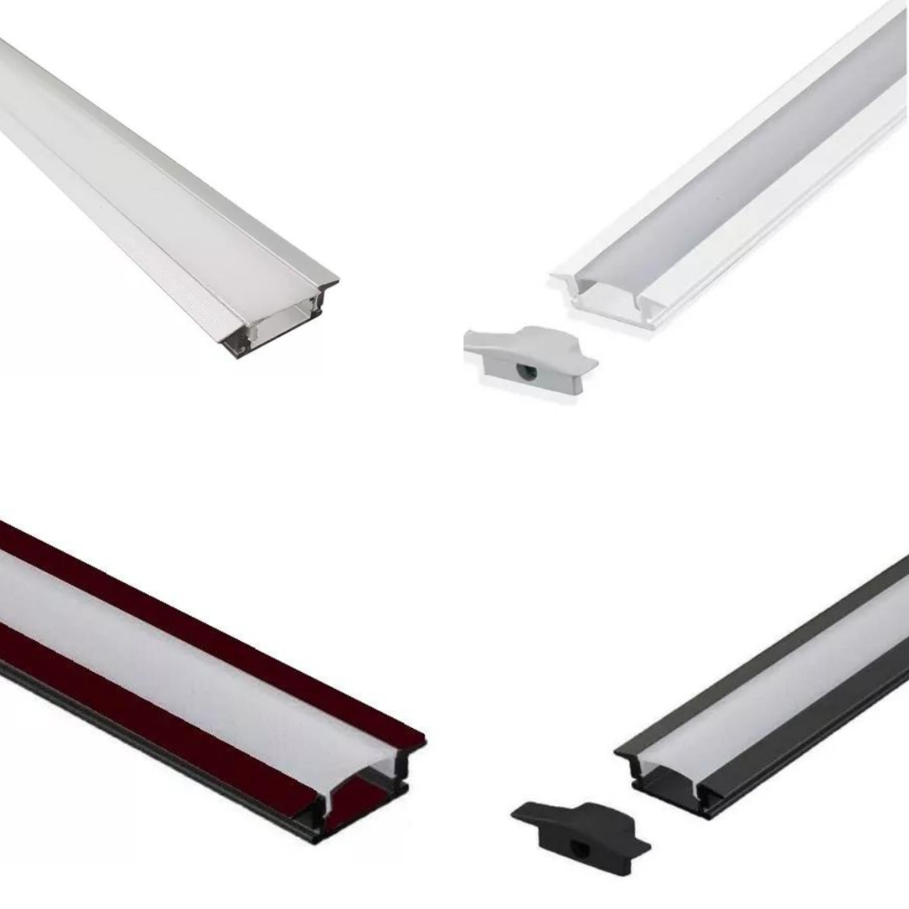 Calha De Led Embutir 1m Slim Aluminio P/ Moveis Gesso Sanca | Shopee Brasil